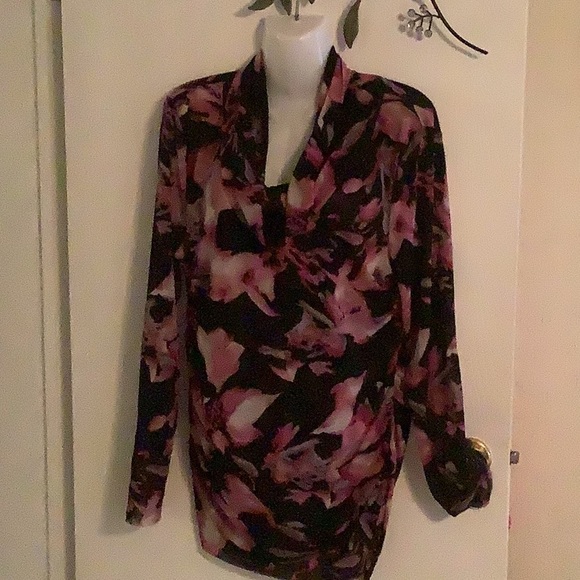 Chaus | Tops | Chaus Top Soft Black Pink Size Xl Totally Stretchy Loose ...